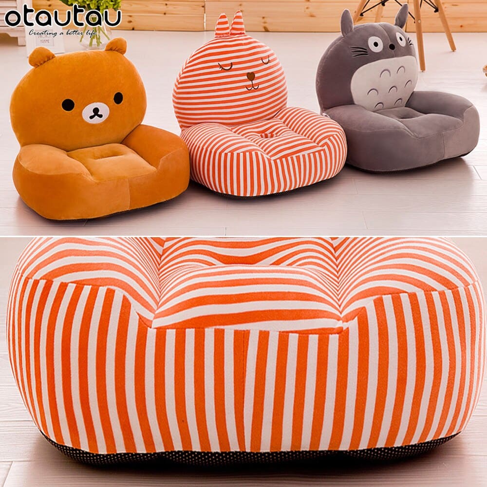 Mjuk randig sittpuff för barn • Barn World