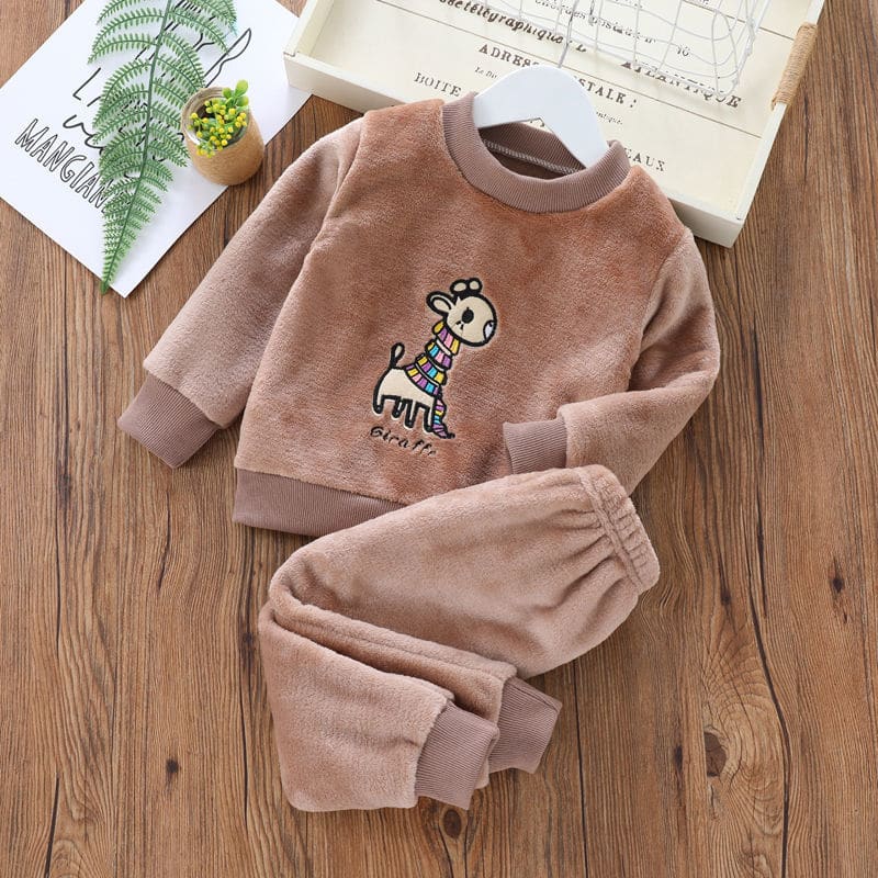 Giraffpyjamas i tjock fleece för barn • Barn World